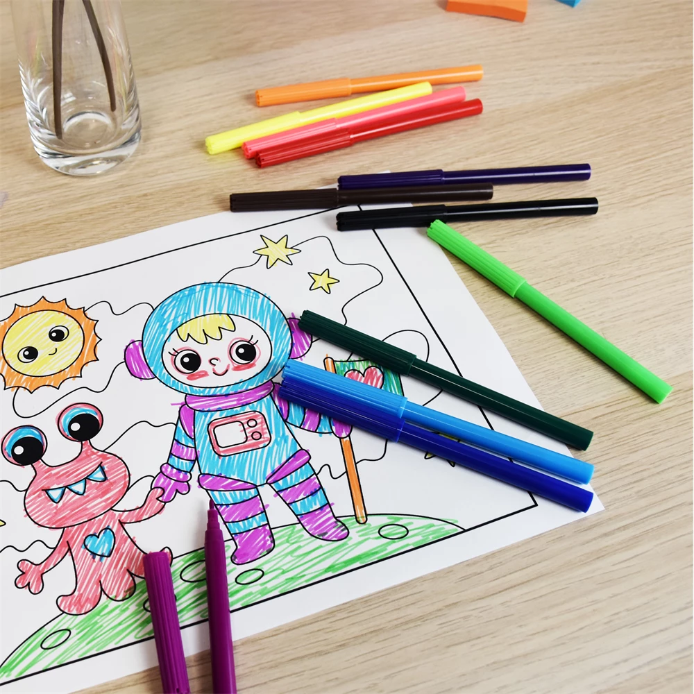 Rostirón kúpos végű filctoll készlet, vízbázisú, 1mm, Bluering®, 12 klf. szín, - Orink Hungary